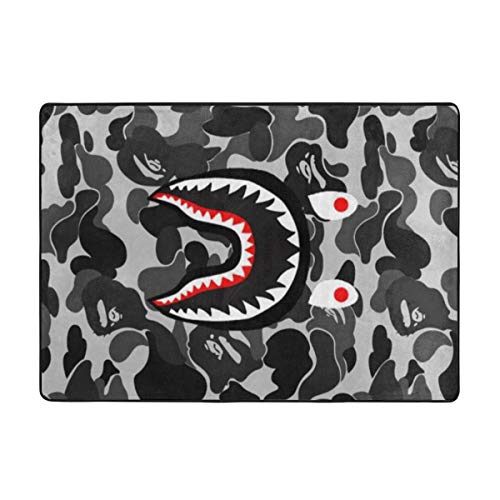 Ba-pe Shark Face Cool Camo Modern Area Rug,Throw Rugs Carpet Floor Pad Rugs Bathroom Rug Mat Yoga Mat Home Decor for Kitchen/Living/Bedroom/Playing Room