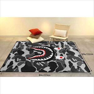 Ba-pe Shark Face Cool Camo Modern Area Rug,Throw Rugs Carpet Floor Pad Rugs Bathroom Rug Mat Yoga Mat Home Decor for Kitchen/Living/Bedroom/Playing Room