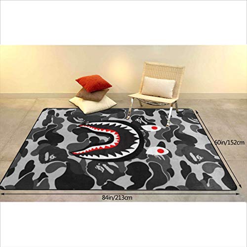 Ba-pe Shark Face Cool Camo Modern Area Rug,Throw Rugs Carpet Floor Pad Rugs Bathroom Rug Mat Yoga Mat Home Decor for Kitchen/Living/Bedroom/Playing Room