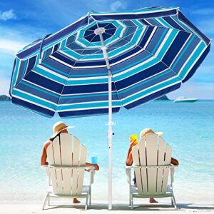 meway 6.5ft beach umbrella with sand anchor & tilt mechanism, portable uv 50+ protection, outdoor sunshade umbrella with carry bag, for garden beach outdoor