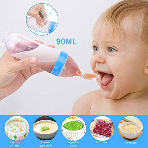 Food Feeder Baby Fruit Feeder Pacifier (3 Pcs) with 6 Different Sized Silicone Pacifiers 2 PCS Silicone Baby Food Dispensing Spoon 90ML with 2 Baby Spoons Silicone Bottle Brush Pacifier Clip