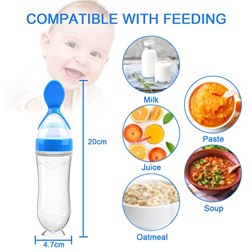 Food Feeder Baby Fruit Feeder Pacifier (3 Pcs) with 6 Different Sized Silicone Pacifiers 2 PCS Silicone Baby Food Dispensing Spoon 90ML with 2 Baby Spoons Silicone Bottle Brush Pacifier Clip