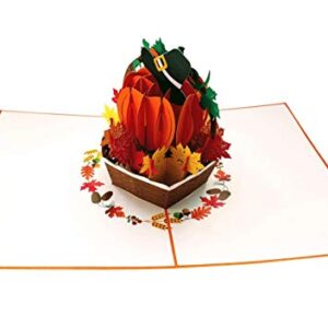 iGifts And Cards Happy Thanksgiving Pumpkin Pop Up Greeting Card - Awesome Thank You Gift, Family Celebration, Feast In A Basket Centerpiece, Blessings, Beautiful, Cool Pilgrim Hat Decoration, 6" X 8"