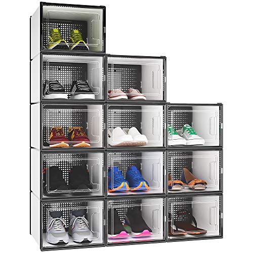 YITAHOME XL Shoe Storage Box, Set of 12 Shoe Storage Organizers Stackable Shoe Storage Box Rack Containers Drawers - X-Large Size