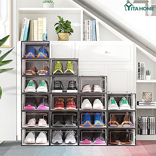 YITAHOME XL Shoe Storage Box, Set of 12 Shoe Storage Organizers Stackable Shoe Storage Box Rack Containers Drawers - X-Large Size