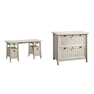 sauder trestle executive trestle desk, chalked chestnut finish & costa lateral file, chalked chestnut finish