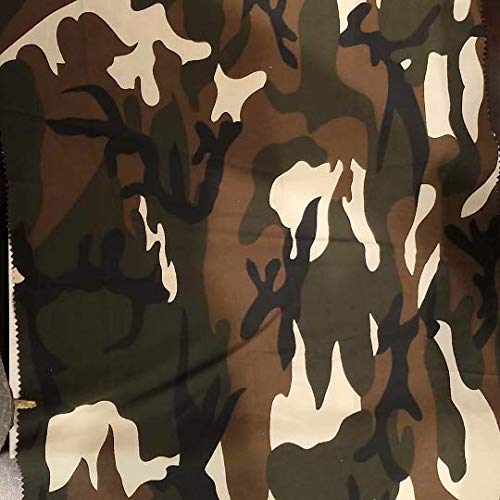 Army Camouflage 100% Cotton Print Fabric 60” Wide Material DIY for Clothing, Masks, Crafts, Quilting