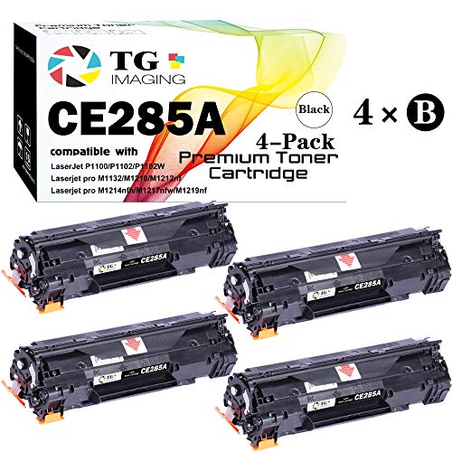 TG Imaging Compatible Toner Cartridge Replacement for HP 285A CE285A 85A Work in Laserjet Pro M1132 M1210 M1212NF M1217NFW P1102 P1102W Printer (Black, 4 Pack)