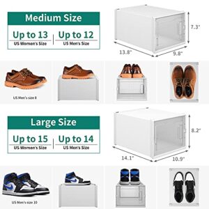 YITAHOME XL Shoe Storage Box, 18 PCS Shoe Storage Organizers Stackable Shoe Storage Box Rack Containers Drawers - White (X-Large Size-Fit for All Size Shoes)