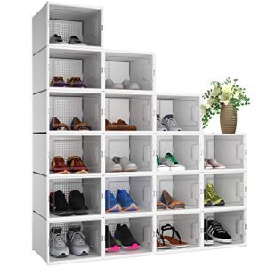 YITAHOME XL Shoe Storage Box, 18 PCS Shoe Storage Organizers Stackable Shoe Storage Box Rack Containers Drawers - White (X-Large Size-Fit for All Size Shoes)