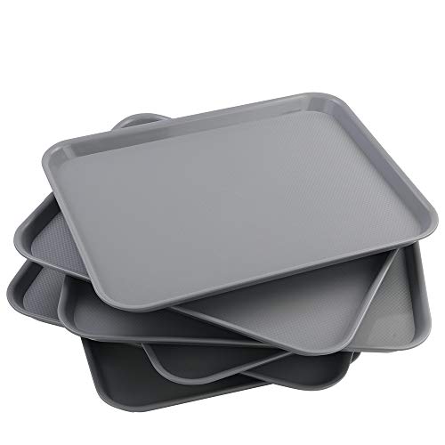 Vcansay Larger Plastic Fast Food Restaurant Serving Trays, Grey, 6 Packs