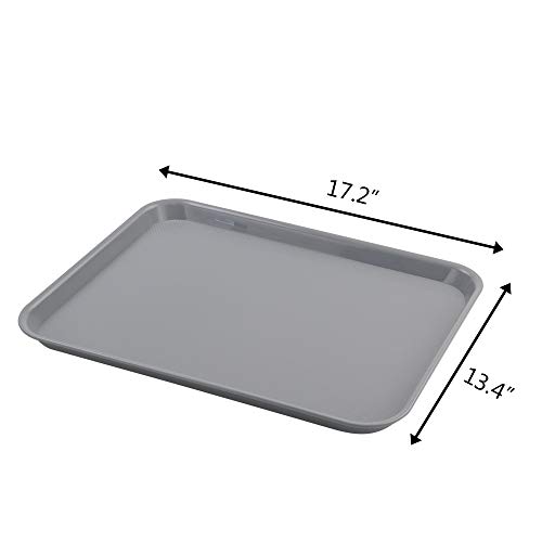 Vcansay Larger Plastic Fast Food Restaurant Serving Trays, Grey, 6 Packs