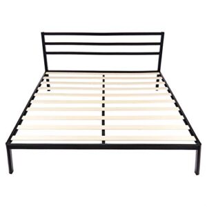 Amazon Basics Modern Metal Platform Bed Frame with Headboard - 14 Inch Leg Height, Full Size, Black