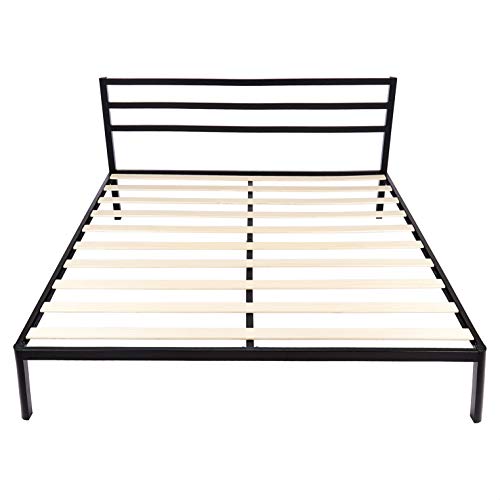 Amazon Basics Modern Metal Platform Bed Frame with Headboard - 14 Inch Leg Height, Full Size, Black