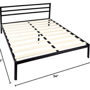 Amazon Basics Modern Metal Platform Bed Frame with Headboard - 14 Inch Leg Height, Full Size, Black