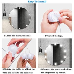 sylvwin Vanity Mirror Lights,Hollywood Style Mirror Lights Kit Dimmable LED Bulbs,Vanity Makeup Light for Dressing Mirror(USB Cable,Not Include Mirror) (10 Bulbs)