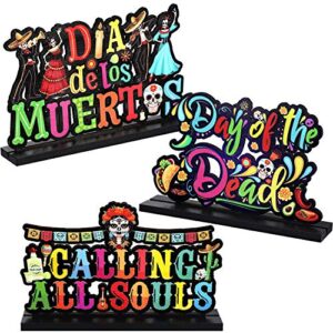 halloween table centerpieces day of the dead decorations dia de los muertos sugar skull signs happy halloween decorations, mexican skeleton skull wooden papel picado dinner tier tray decor