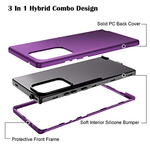 WeLoveCase for Galaxy Note 20 Ultra Case, Cover 3 in 1 Full Body Heavy Duty Protection Hybrid Shockproof TPU Bumper Protective Case for Samsung Galaxy Note 20 Ultra 6.9inch Purple