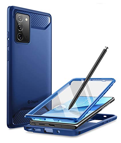 Clayco Xenon Series Designed for Samsung Galaxy Note 20 Case, [Built-in Screen Protector] Full-Body Rugged Cover Compatible with Fingerprint ID, 6.7 inch 2020 Release (Blue)