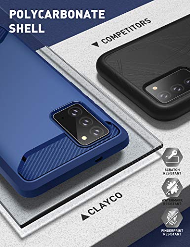 Clayco Xenon Series Designed for Samsung Galaxy Note 20 Case, [Built-in Screen Protector] Full-Body Rugged Cover Compatible with Fingerprint ID, 6.7 inch 2020 Release (Blue)