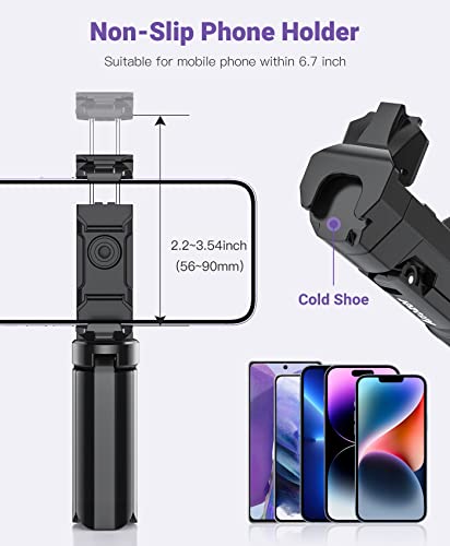 Mini Tripod, Anozer Small Tripod with Universal Phone Holder & Cold Shoe, Lightweight Phone Tripod Stand Compatible with iPhone 14 Pro Max/14 Pro, Travel Tripod for Camera/GoPro/Webcam/Mini Projector