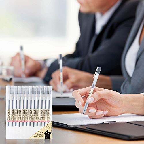 XSG Black Gel Pens[0.5mm]，Extra fine point pens Ballpoint pens For japanese Office School Stationery Supply 12 Packs