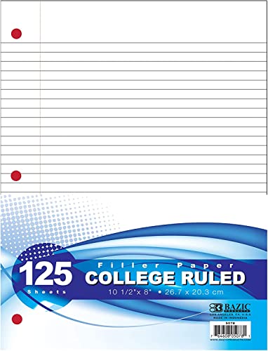 OCD Bargain BAZIC College Ruled 125 Ct. Filler Paper, 2-Pack