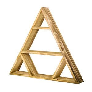 Triangle Shelf for Crystals and Healing Stones Display Floating Shelf, Large 19" Rustic Wood Wall Shelf or Tabletop Home Decor for Bedroom, Bathroom, Living Room, Office, Altar