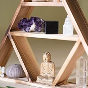 Triangle Shelf for Crystals and Healing Stones Display Floating Shelf, Large 19" Rustic Wood Wall Shelf or Tabletop Home Decor for Bedroom, Bathroom, Living Room, Office, Altar