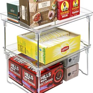 Sorbus Stackable Shelves for Cabinets & Countertop - Storage Shelf Organizer Stand Racks- Foldable Shelves for Undersink, Kitchen Cabinets, Pantry, Countertops, Clear Plastic/Metal