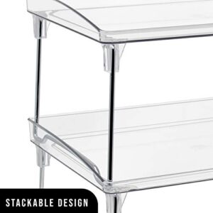 Sorbus Stackable Shelves for Cabinets & Countertop - Storage Shelf Organizer Stand Racks- Foldable Shelves for Undersink, Kitchen Cabinets, Pantry, Countertops, Clear Plastic/Metal