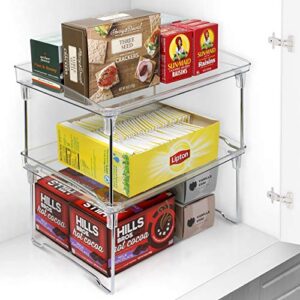 Sorbus Stackable Shelves for Cabinets & Countertop - Storage Shelf Organizer Stand Racks- Foldable Shelves for Undersink, Kitchen Cabinets, Pantry, Countertops, Clear Plastic/Metal