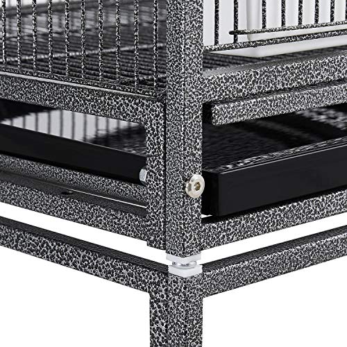 Topeakmart 2 Pack Divided Breeder Parakeet Canary Lovebird Finch Budgie Bird Cages W/Rolling Stand