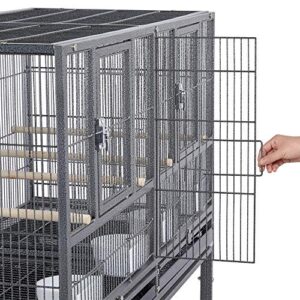 Topeakmart 2 Pack Divided Breeder Parakeet Canary Lovebird Finch Budgie Bird Cages W/Rolling Stand