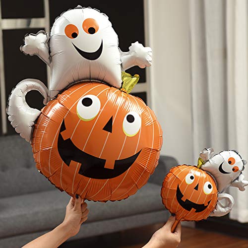 19 Pcs Halloween Foil Balloons Aluminum Mylar Helium Balloons Black Cat Ghost Spider Pumpkin Bat Zombie Skeleton Owl Balloon for Birthday Carnival Festival Holiday Party Decorations Supplies Favors