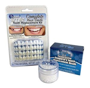 complete your smile tooth replacement kit deluxe pack - includes patented complete your smile tooth replacement kit and jar of instant smile replacement beads