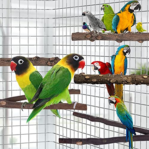 PINVNBY Natural Bird Wood Perch Parakeet Standing Toy Sticks Parrot Paw Grinding Branches Cockatiels Cage Chewable Accessories for Conures Macaws Finches 6 Pack