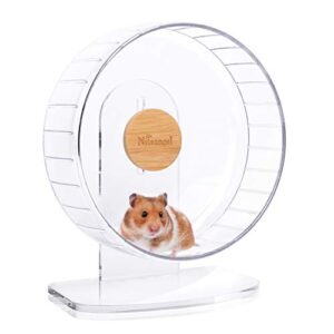 niteangel super-silent hamster exercise wheels - quiet spinner hamster running wheels with adjustable stand for hamsters gerbils mice or other small animals (m, transparent)