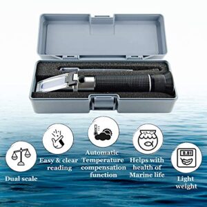 JOR Refractometer, Dual-Range Scale Device to Measure Salinity and Specific Gravity of Saltwater Aquarium and Reef Tank, Provides Accurate Reading, No Batteries Required, 1 Set per Piece