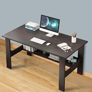 Nihewoo Computer Desk Home Desktop Desk Simple Students Desk Study Writing Table Home Office Desk with Storage Shelves Black