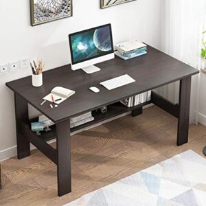 Nihewoo Computer Desk Home Desktop Desk Simple Students Desk Study Writing Table Home Office Desk with Storage Shelves Black