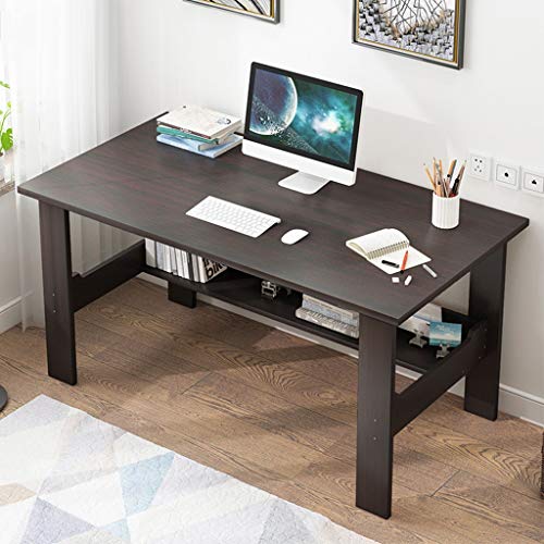 Nihewoo Computer Desk Home Desktop Desk Simple Students Desk Study Writing Table Home Office Desk with Storage Shelves Black