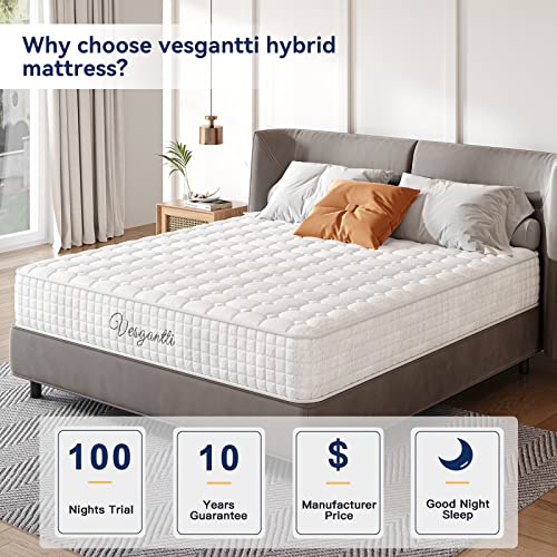 Vesgantti 8 Inch Multilayer Hybrid Twin Mattress - Multiple Sizes & Styles Available, Ergonomic Design with Breathable Foam and Pocket Spring/Medium Firm Feel