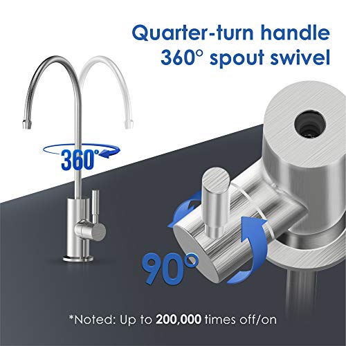 Waterdrop Drinking Water Faucet, Reverse Osmosis Faucet, RO Faucet, Filtered Water Faucet, Water Dispenser Faucet, Water Filter Faucet for Kitchen Sink, Beverage Faucet, Stainless Steel, Lead-Free