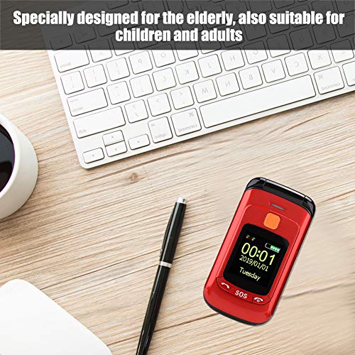 Cell Phone,2.4in Full Voice-Assistance Touch Screen Flip Mobile Phone for The Elderly,Radio,Alarm,Recording,Calendar,Flashlight,Support Dual SIM Card,Long Standby(US)