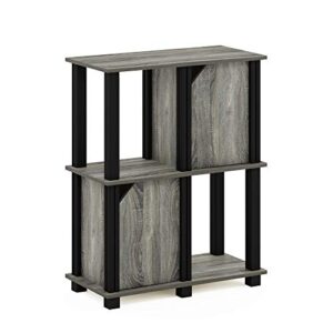 furinno brahms storage shelf, 3-tier, french oak grey/black,19209gywbk