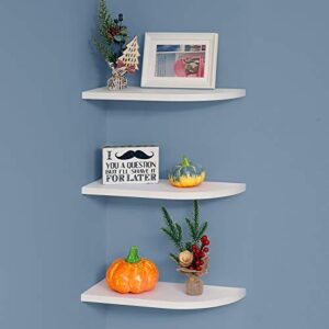 WELLAND Floating Corner Shelves Wall Mounted Display Shelf Set of 3 for Bathroom, Bedroom, Living Room, Kitchen, Office and More