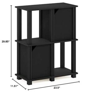 Furinno Brahms Storage Shelf, 3-Tier, Black Oak/Black