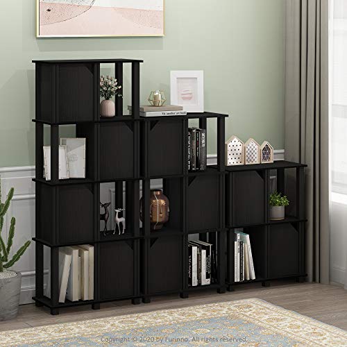 Furinno Brahms Storage Shelf, 3-Tier, Black Oak/Black