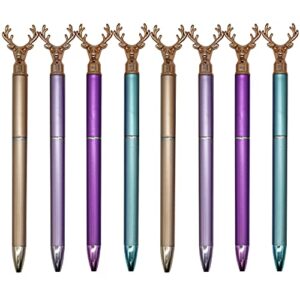 maydahui 12pcs deer head shape ballpoint pen creative christmas animal pens black gel ink design for boys student